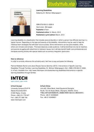 6 Interventions In Specific Learning Disabilities Through Families | PDF