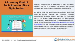 6 inventory control techniques for stock optimization | PPTX