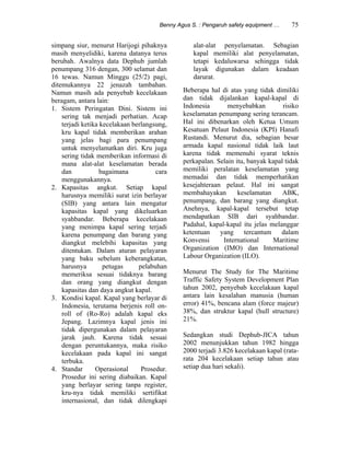 JURNAL PDP VOL 1 NO 1 Benny Agus Setiono Safety Equipment, Keselamatan Berlayar | PDF
