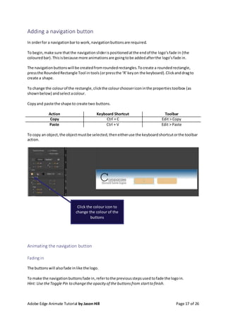 Create an Animated Navigation Bar - Edge Animate Tutorial | PDF