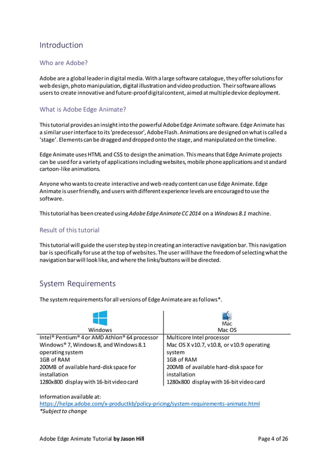 Create an Animated Navigation Bar - Edge Animate Tutorial | PDF