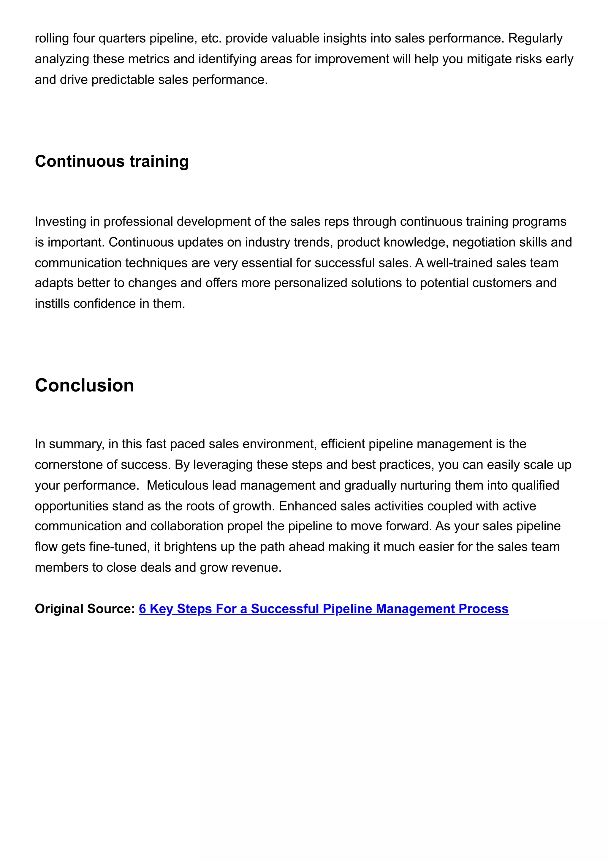 6 Key Steps For a Successful Pipeline Management Process | PDF | Sales ...