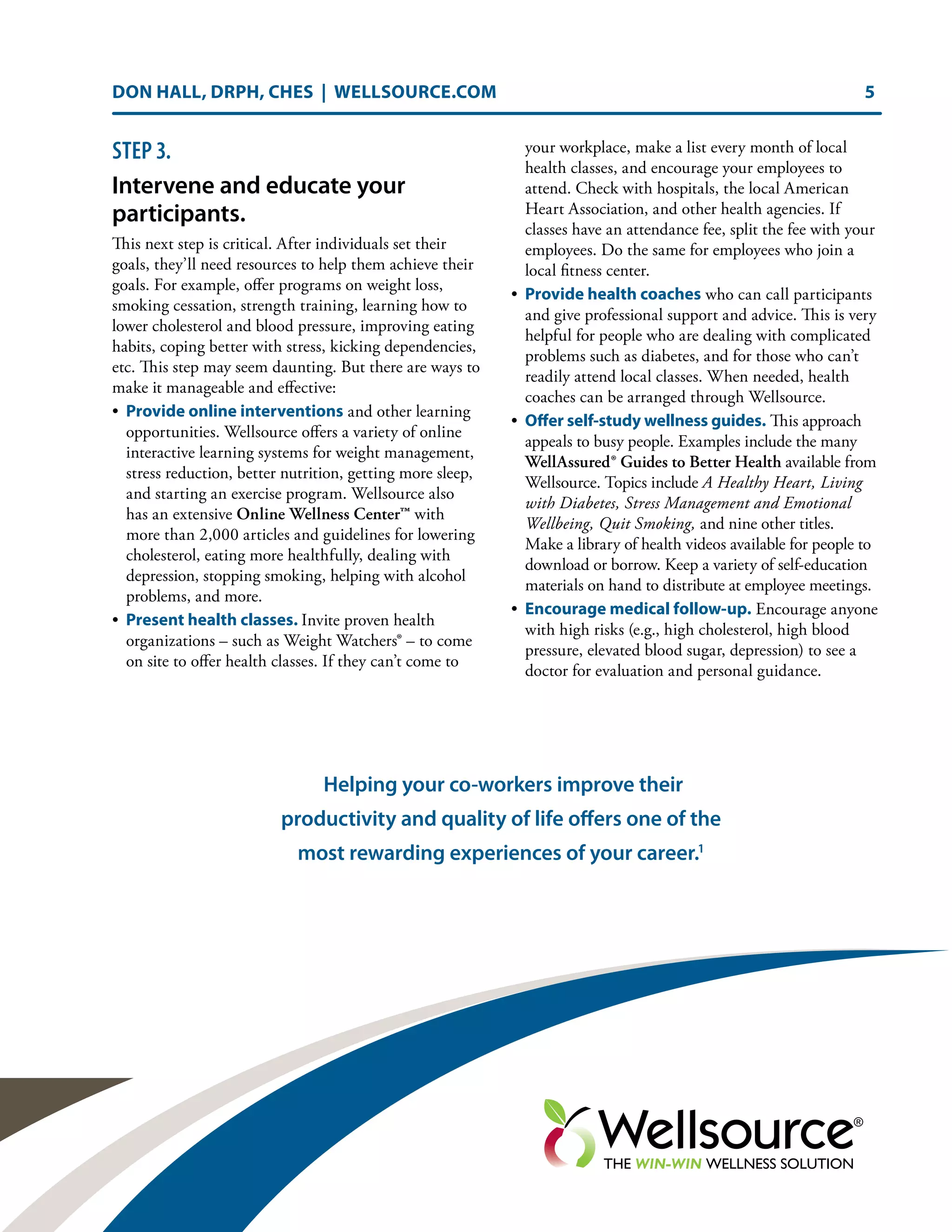 6 Key Steps to a Successful Wellness Program | PDF