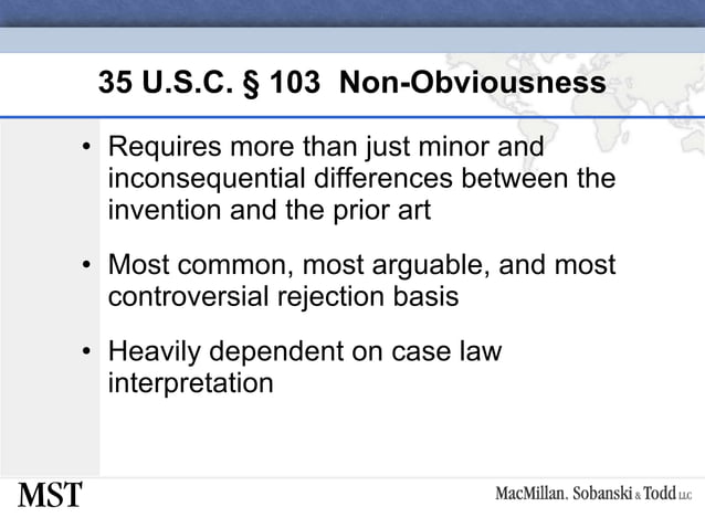 06-Patent Non-Obviousness 35 USC §103 | PPT | Law