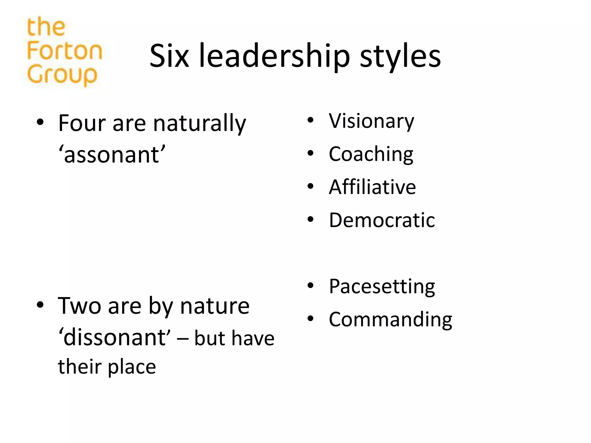 Summary of the 6 Goleman leadership styles | PPTX