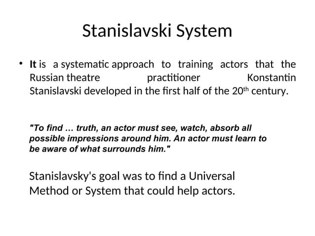 Russian Theater - Lecture Stanislavski Lesson | PPT