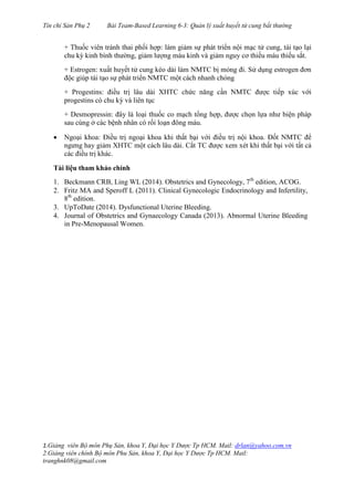 QUẢN LÝ XUẤT HUYẾT TỬ CUNG BẤT THƯỜNG LIÊN QUAN ĐẾN RỐI LOẠN PHÓNG NOÃN HAY XUẤT HUYẾT TỬ CUNG ...