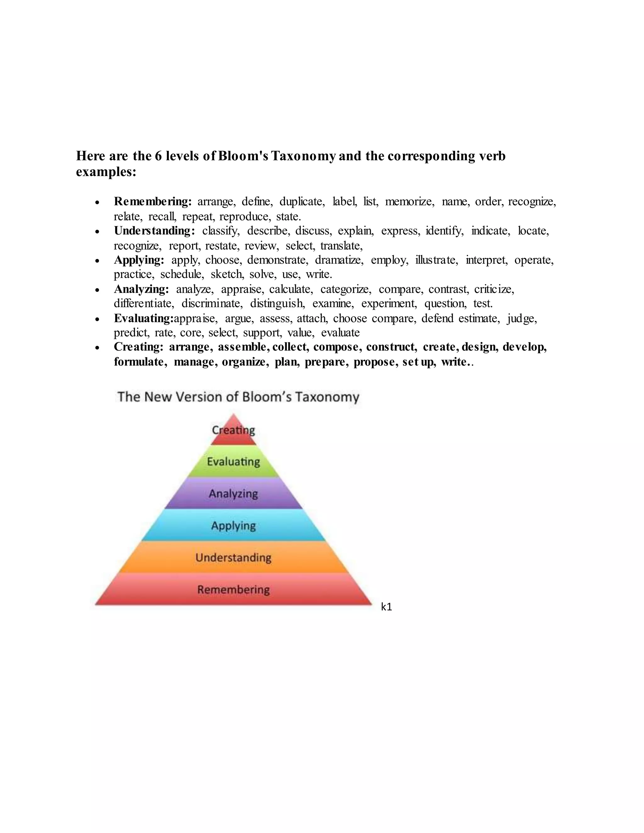 6 levels of blooms taxonomy | DOCX