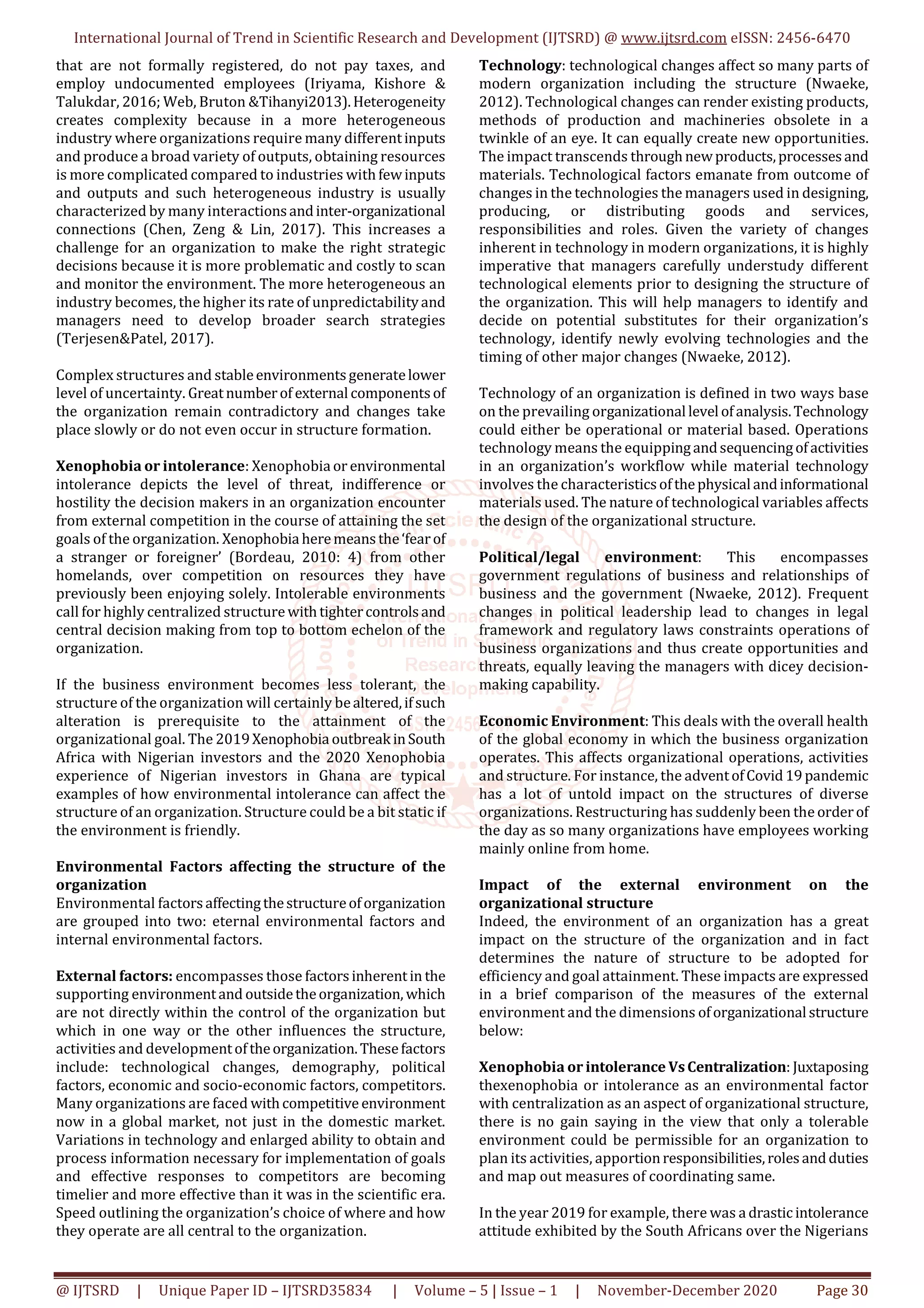 Macro Environment and Organisational Structure A Review | PDF