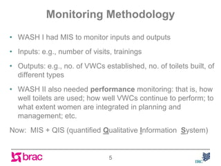 Participatory performance monitoring of WASH services at scale in BRAC ...