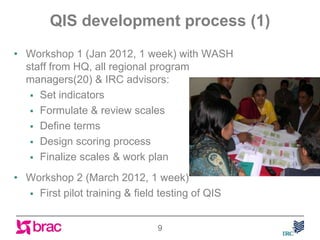 Participatory performance monitoring of WASH services at scale in BRAC ...