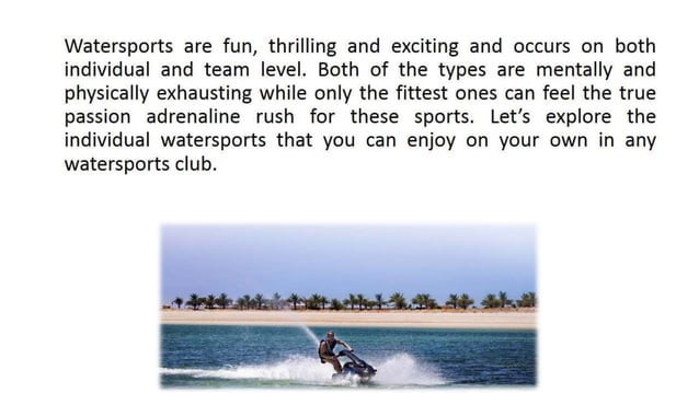 6 Major Types of Individual Water Sports Played | PPTX
