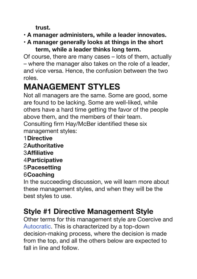 6 management styles and when best to use them | PDF