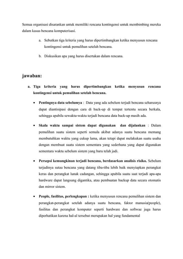 Manajemen Pemulihan Bencana Pada Database Pdf 