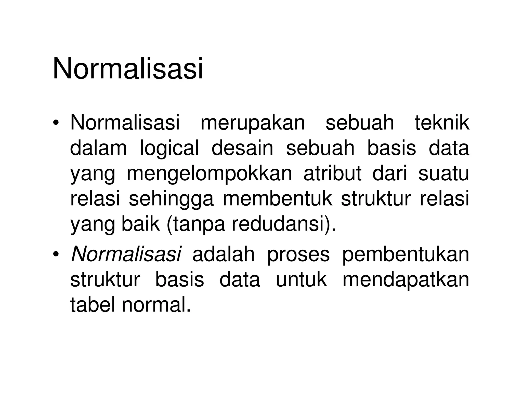 6 Materi Kuliah Normalisasi Tabel Database | PDF