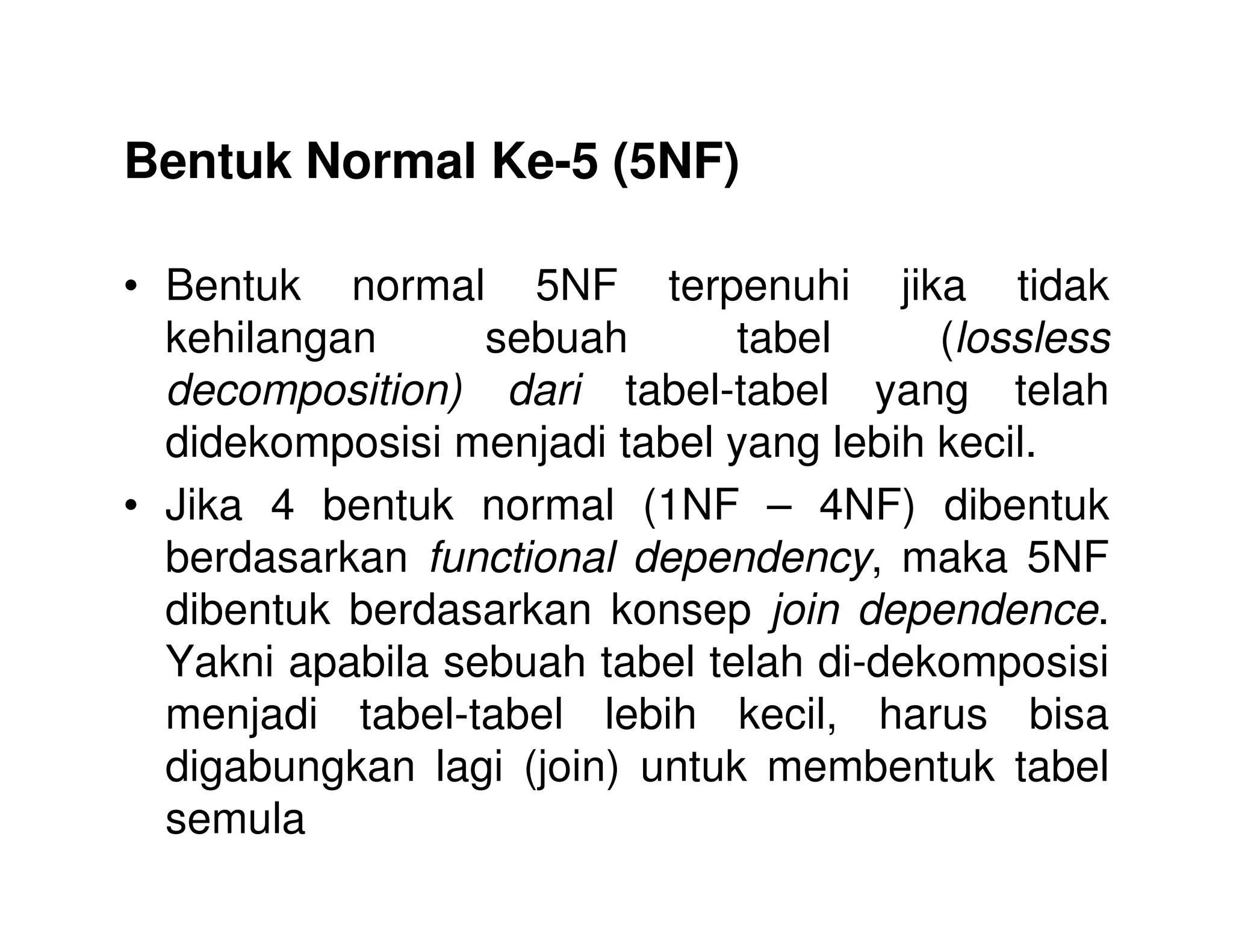 6 Materi Kuliah Normalisasi Tabel Database Ppt