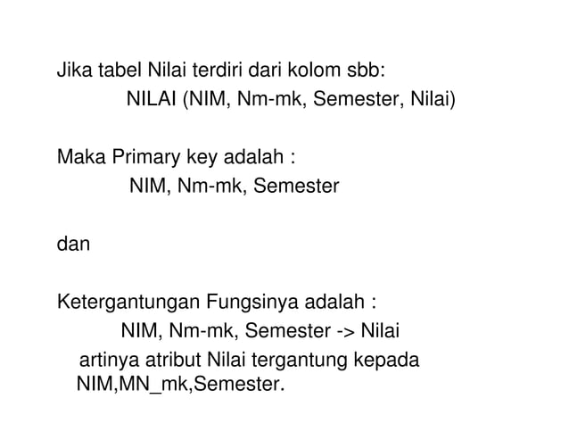 6 Materi Kuliah Normalisasi Tabel Database Ppt