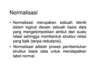 6 Materi Kuliah Normalisasi Tabel Database | PDF
