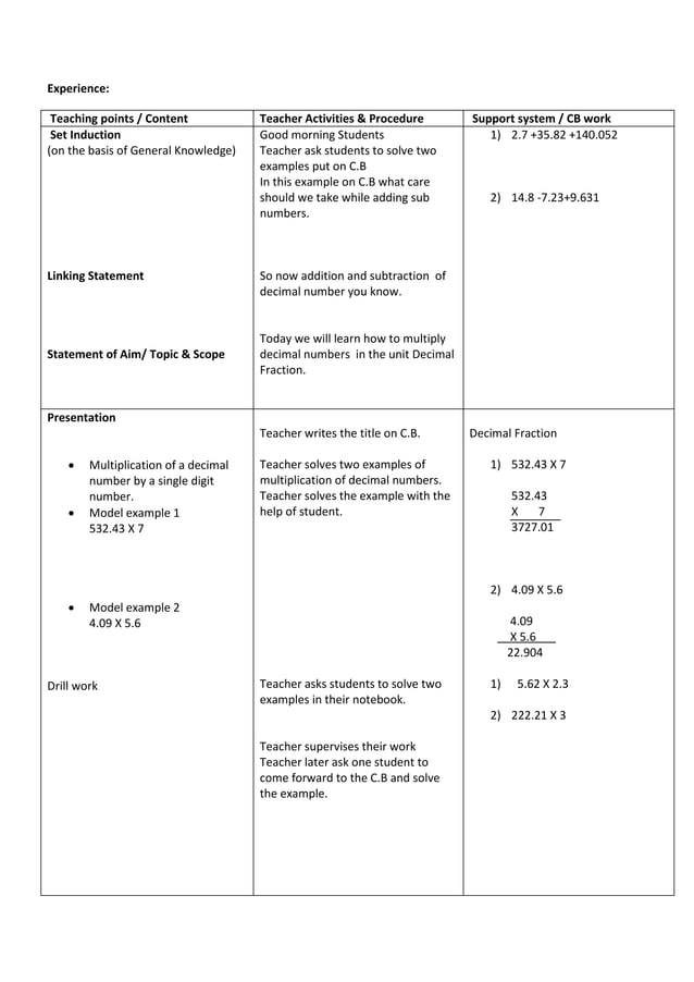 6 Maths Lesson Plan.docx | Educational Assessment | Education