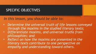 6Maxims, Universal truths, and Philosophies.pptx