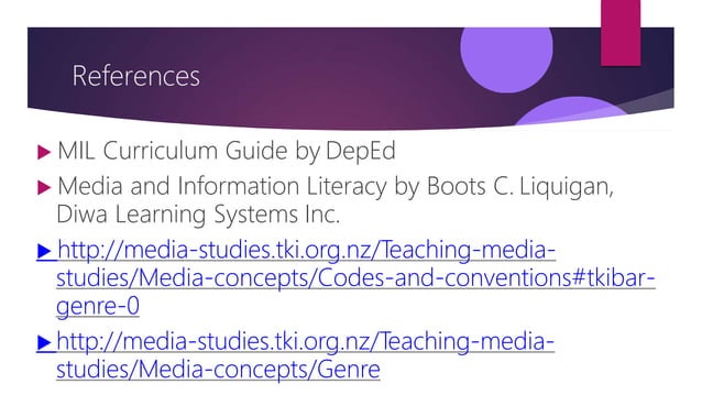 6 Media and Information Languages (Part 1) Genre, Codes and Conventions.pptx