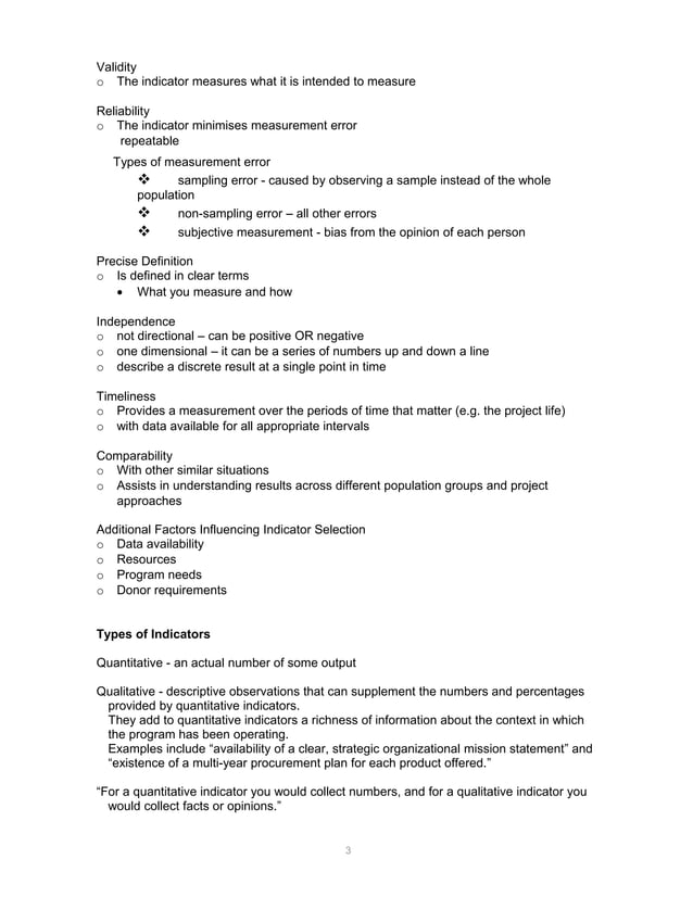 M&E handout for module 8 | PDF