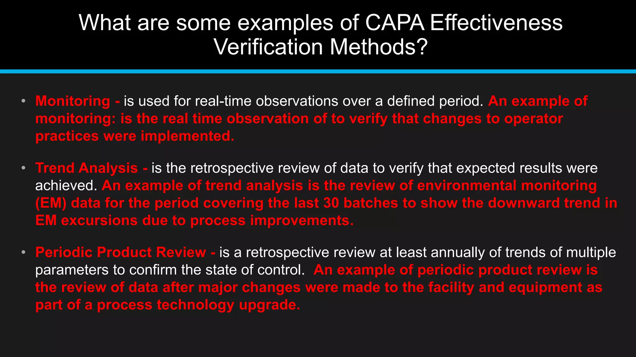 6 methods for CAPAs effectiveness verification | PPTX