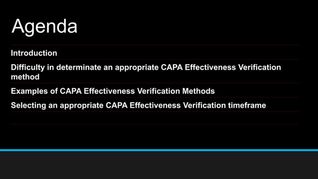 6 methods for CAPAs effectiveness verification | PPTX
