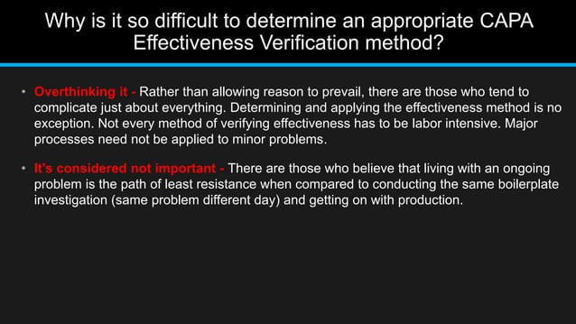 6 methods for CAPAs effectiveness verification | PPTX