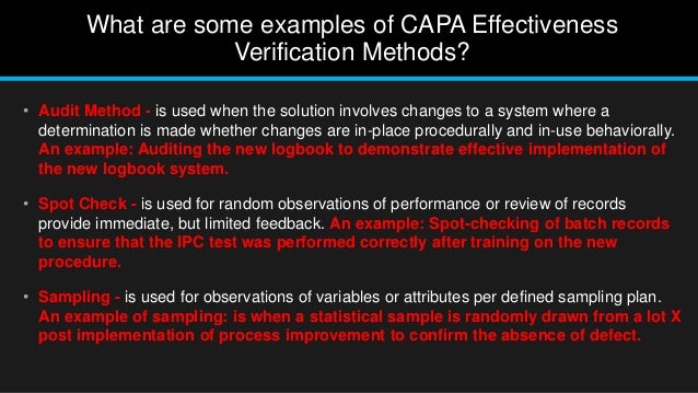 6 methods for CAPAs effectiveness verification
