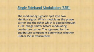 Single side band and double side band modulation | PPTX