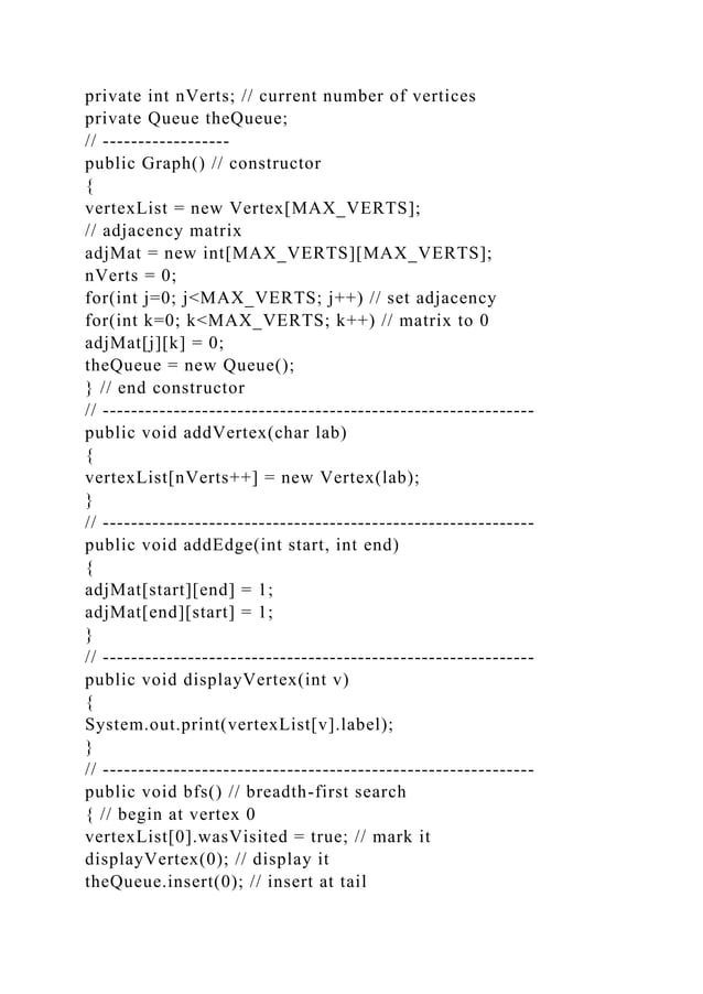 6Modify the bfs.java program (Listing A) to find the minimu.docx