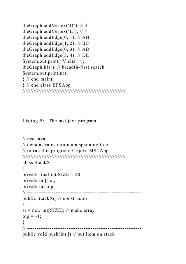 6Modify the bfs.java program (Listing A) to find the minimu.docx