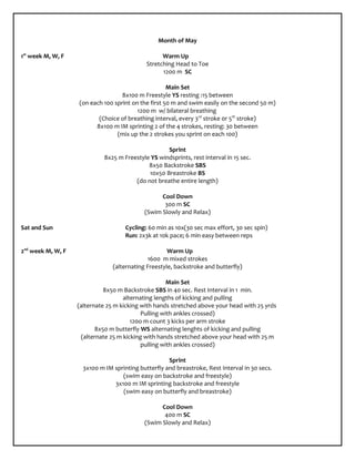 6 months training program aquatics | DOC