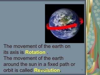 Motions of the earth geogrphy class 6 cbse | PDF