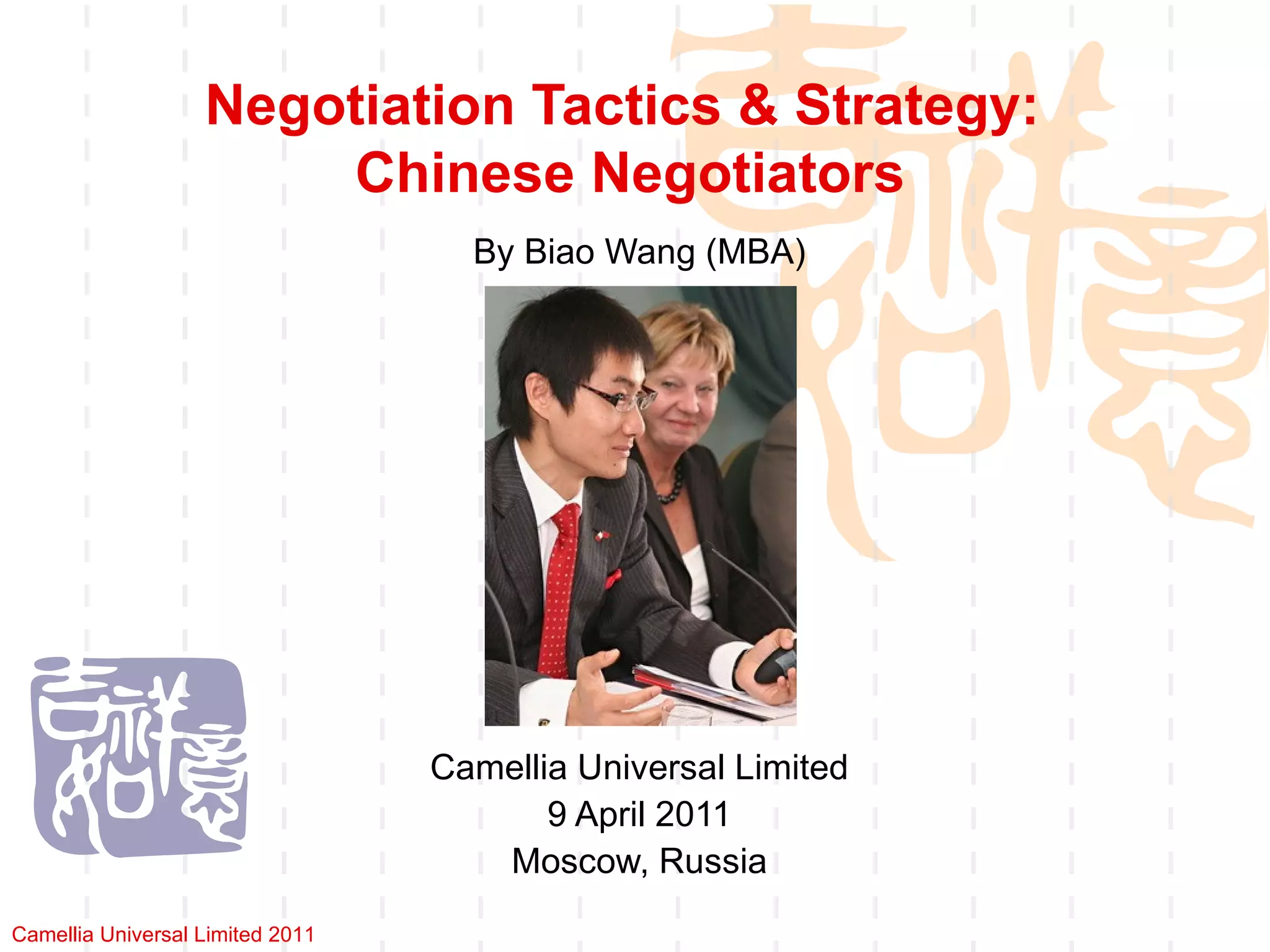 Negotiation Tactics And Strategy Chinese Negotiators | PPT