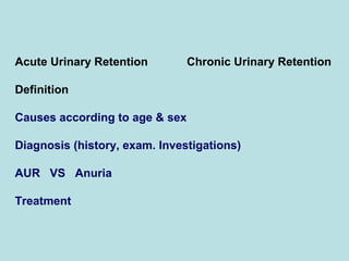 6 obstructive uropathy,acute urinary retention,hematuria | PPT