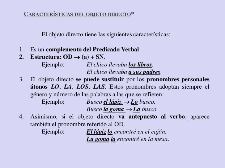 Objeto Directo Ejemplos Sujeto, Objeto Directo Y Objeto Indirecto ...