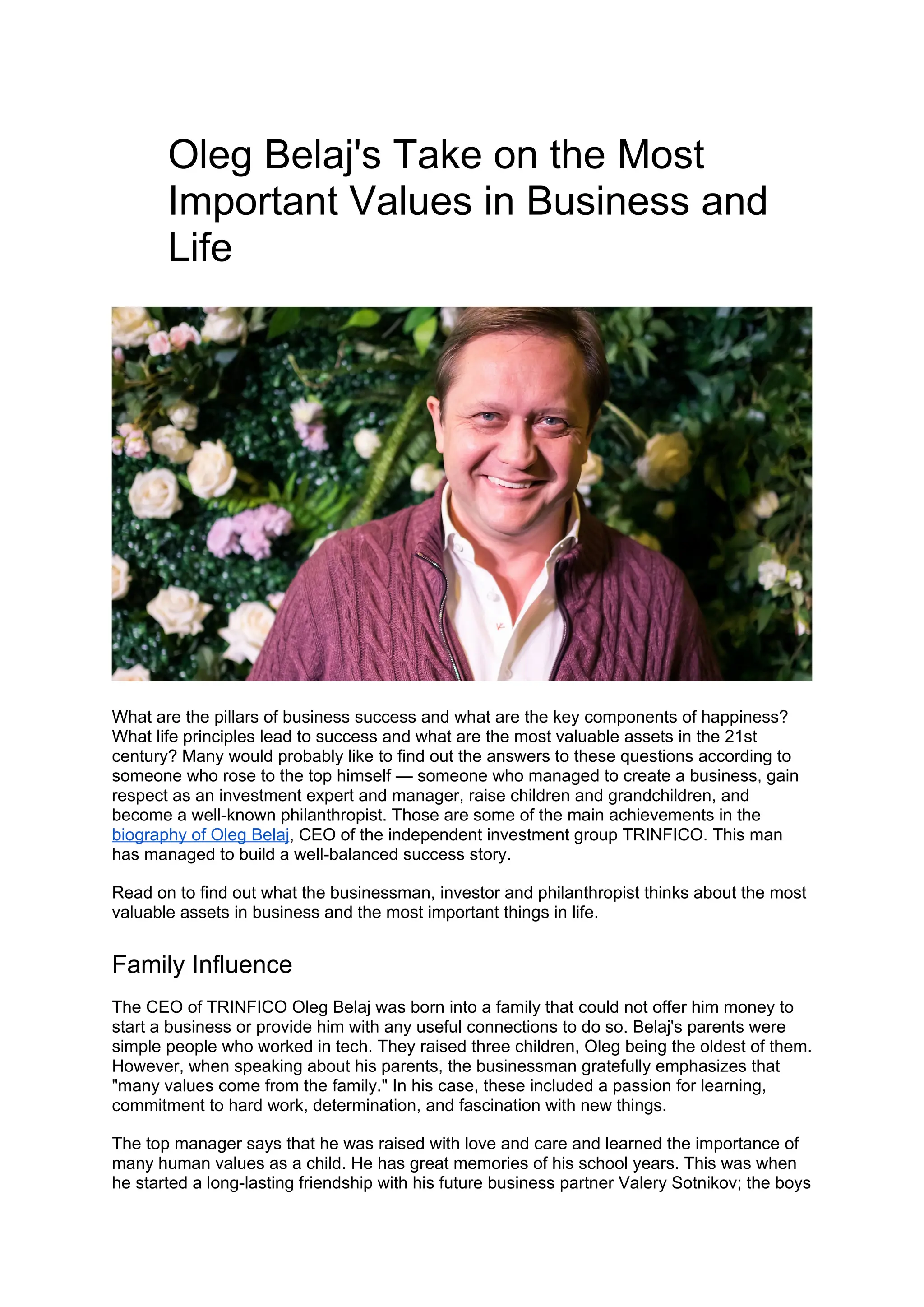 Oleg Belaj the biography and journey to success of the CEO of TRINFICO ...
