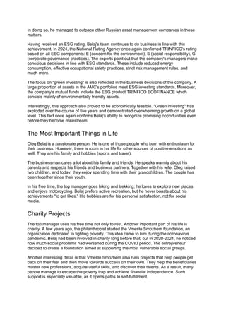Oleg Belaj Businessman, Values, Philosophy | DOCX