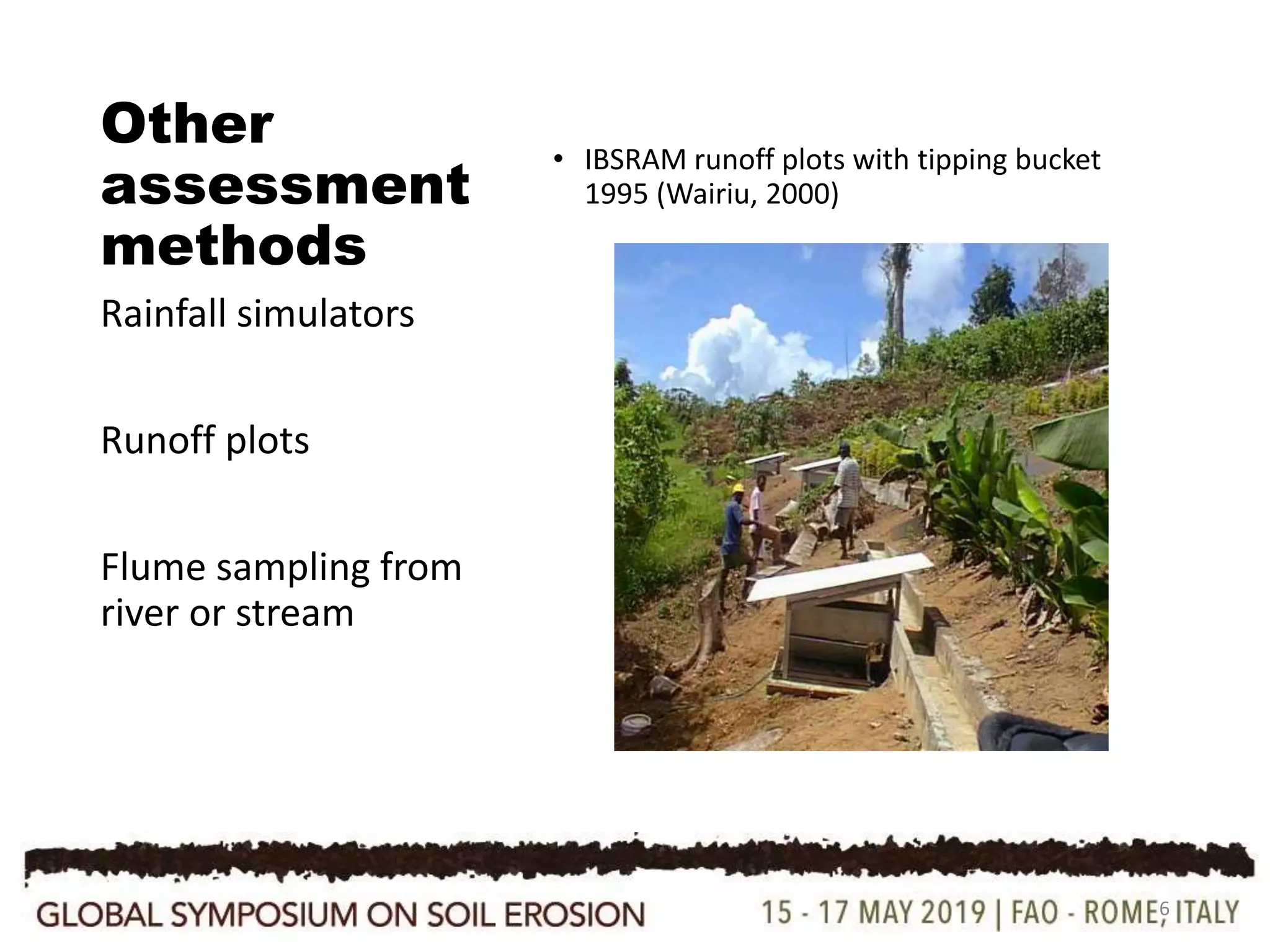 Assessment methods or tools in soil erosion control in the Pacific ...