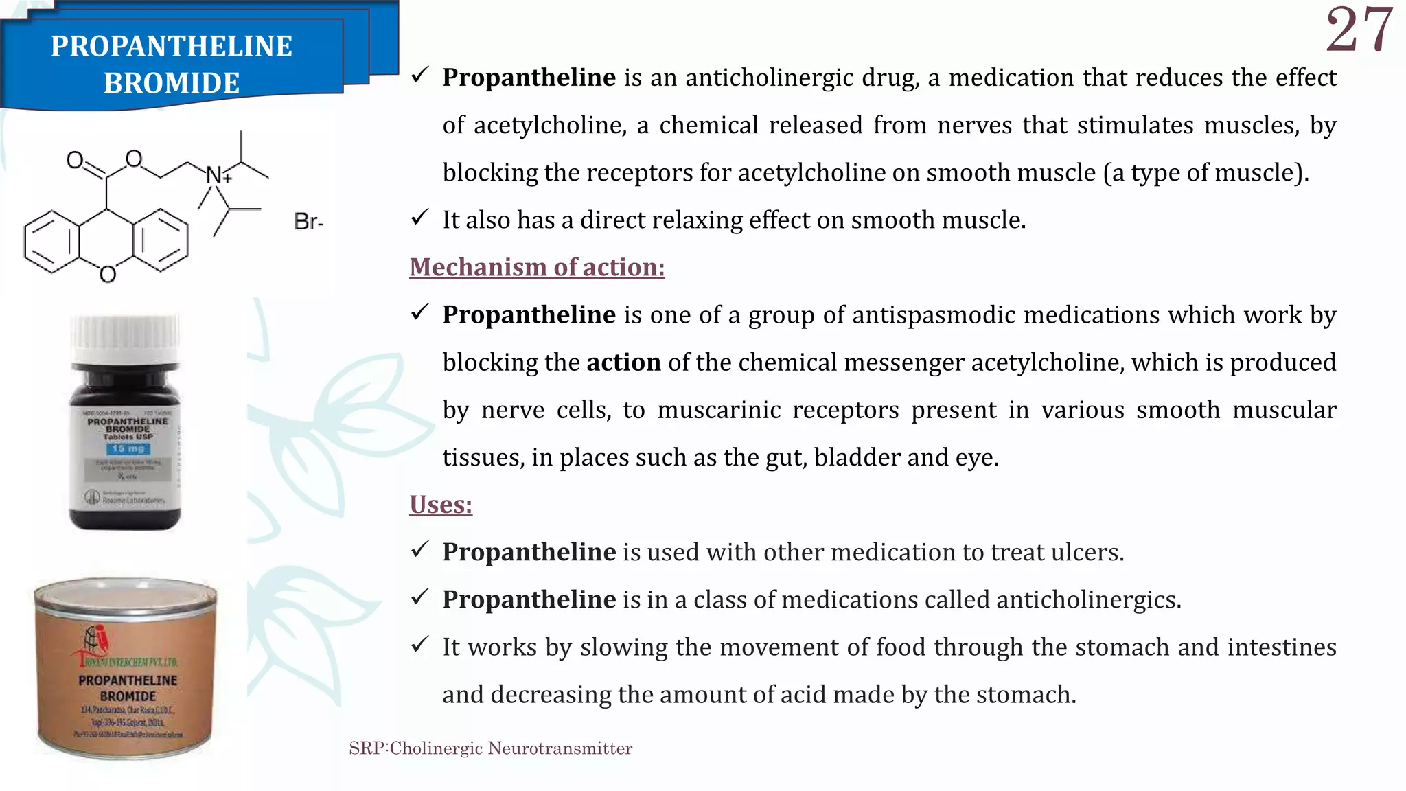 Part II: UNIT cholinergic neurotransmitter - Antagonist Drugs | PPTX