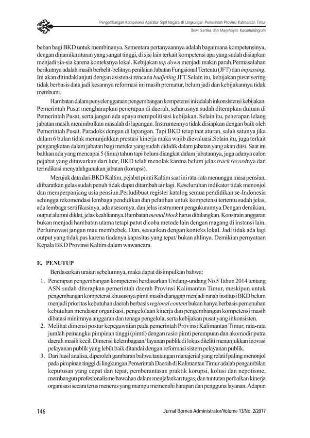 Pengembangan Kompetensi Aparatur Sipil Negara di Lingkungan Pemerintah Provinsi Kalimantan Timur ...