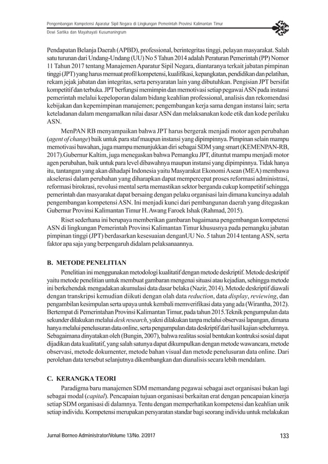 Pengembangan Kompetensi Aparatur Sipil Negara di Lingkungan Pemerintah Provinsi Kalimantan Timur ...
