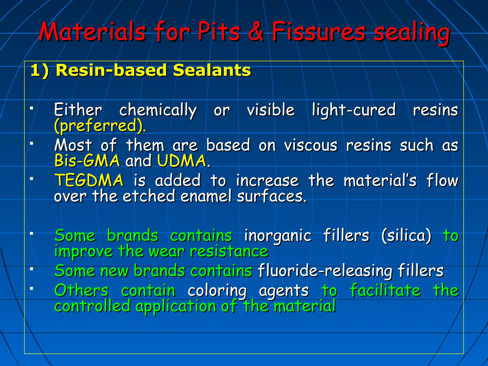 pits and fissure sealants dental material | PPS
