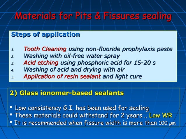 pits and fissure sealants dental material | PPS