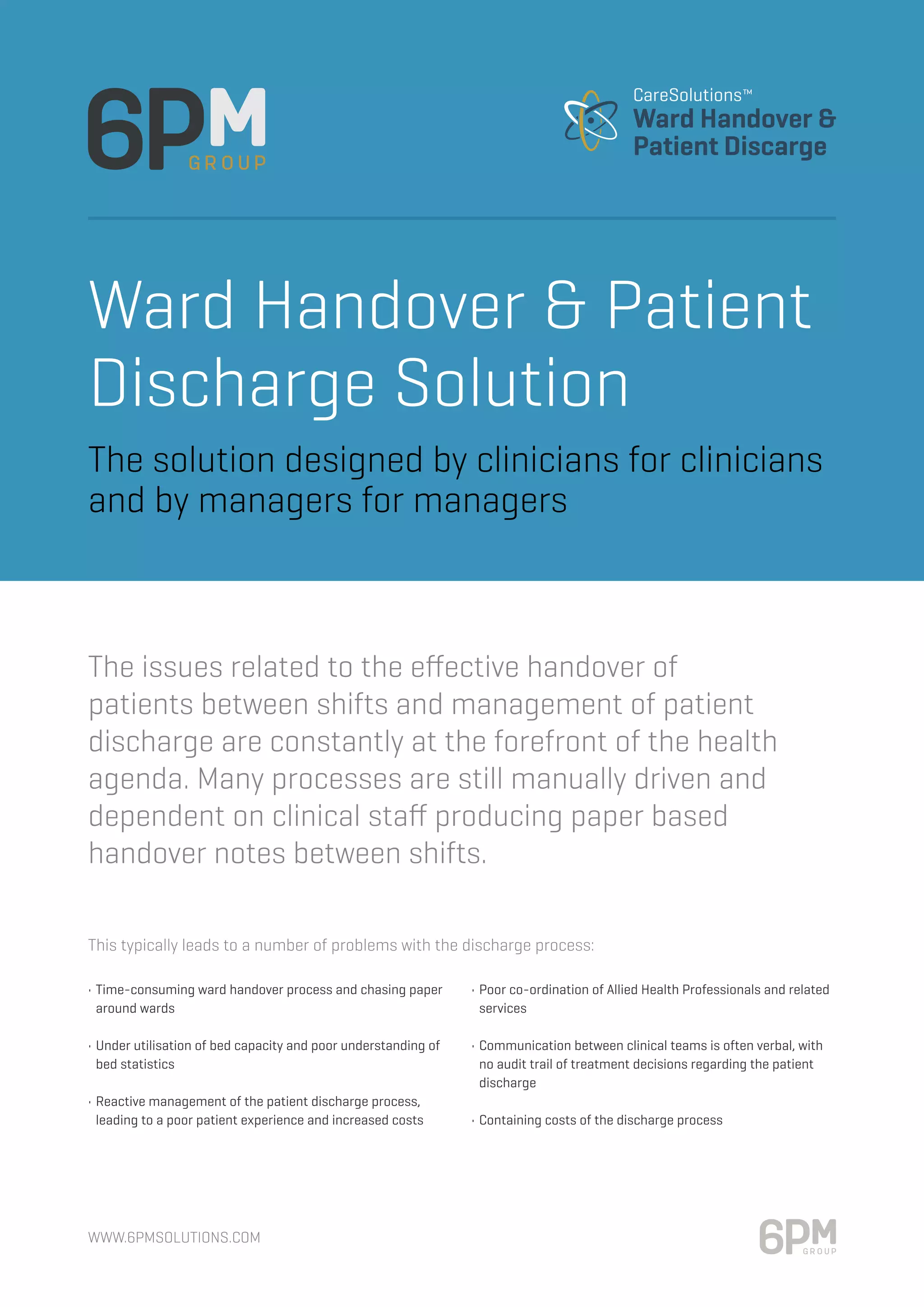 Ward Handover & Patient Discharge Solution | PDF
