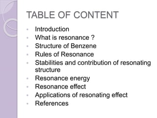 RESONANCE AND ITS APPLICATION | PPTX