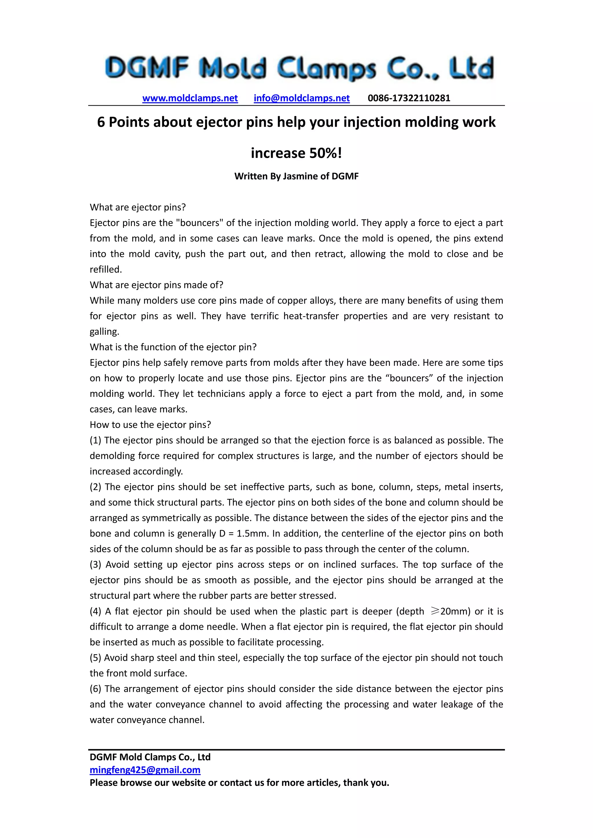 6 points about ejector pins help your injection molding work increase ...