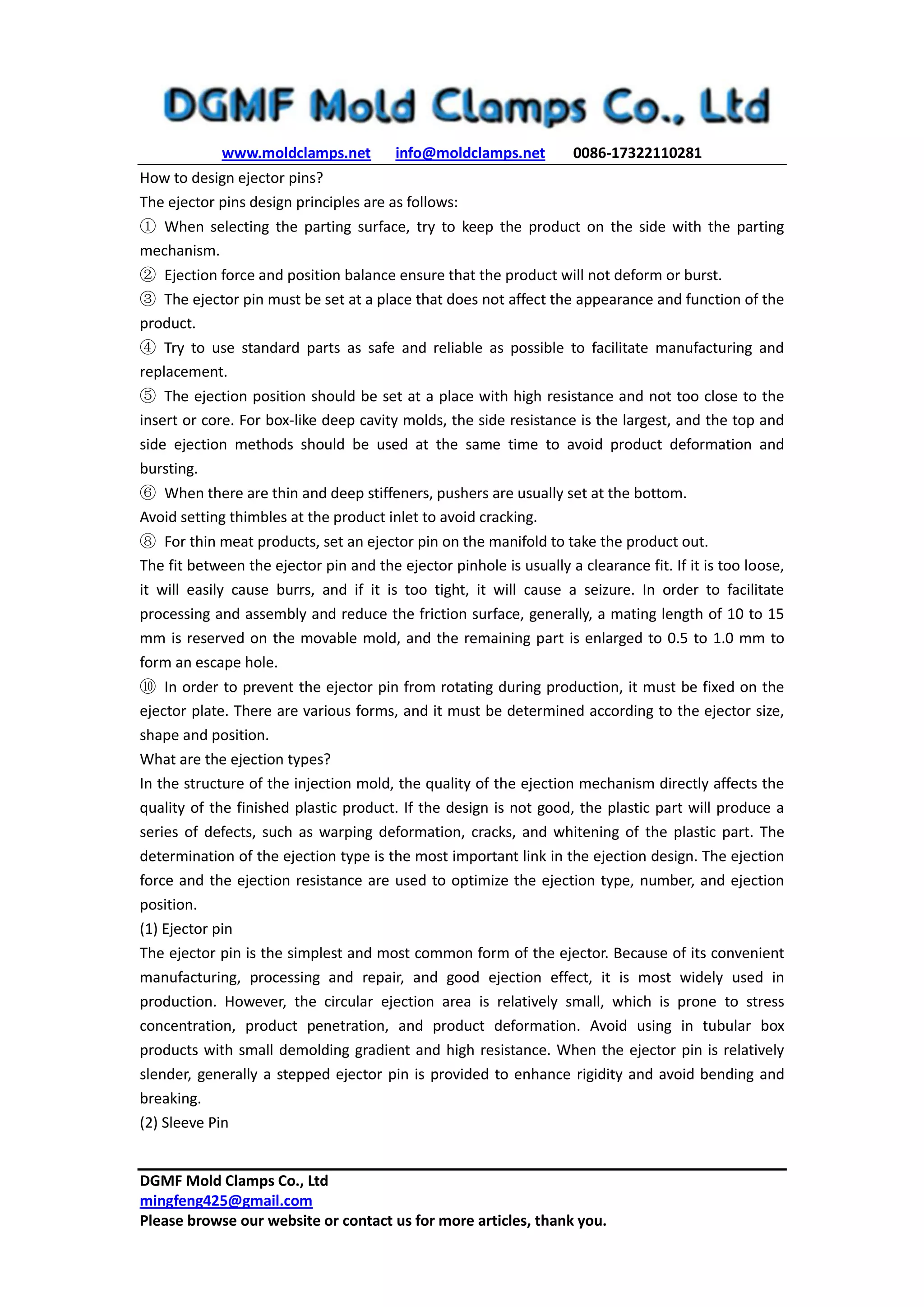 6 points about ejector pins help your injection molding work increase ...